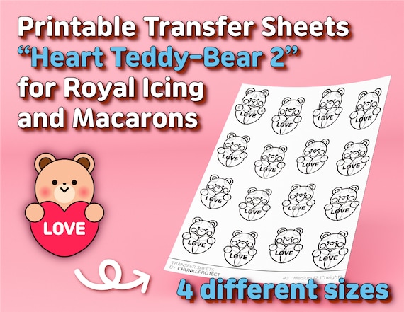 Printable Transfer Sheets heart Teddy-bear 2 for - Etsy