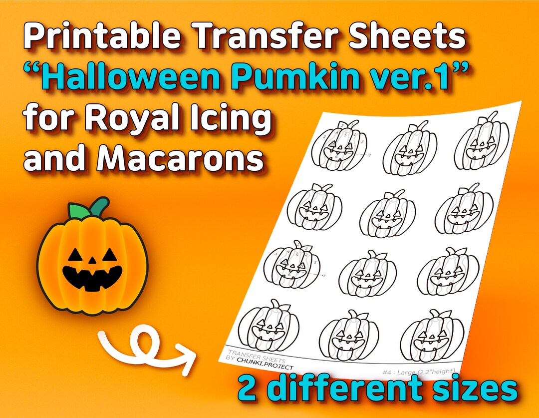 Printable Transfer Sheets "halloween Pumkin Ver.1" for Royal Icing and ...