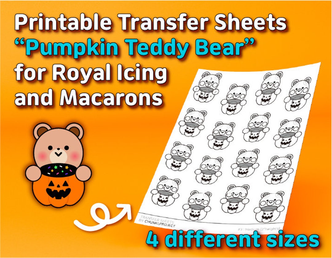 Printable Transfer Sheets "pumpkin Teddy Bear" for Royal Icing and ...