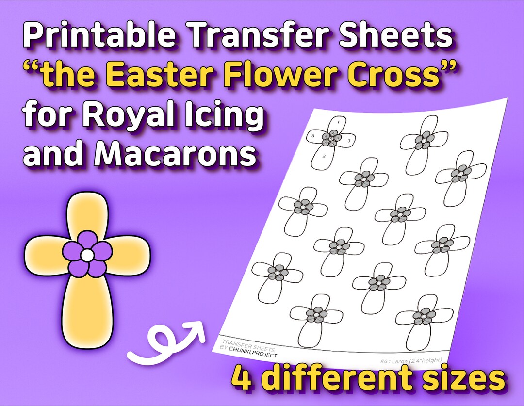 Printable Transfer Sheets "the Easter Flower Cross" for Royal Icing and ...