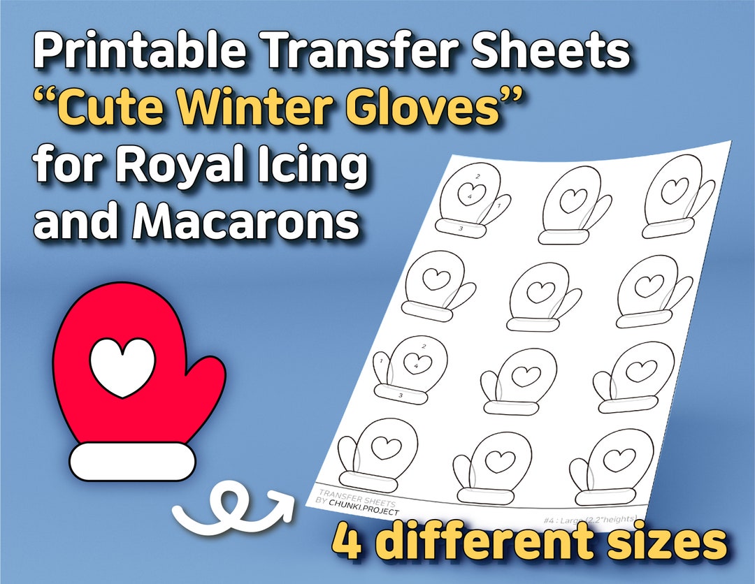 Printable Transfer Sheets "cute Winter Gloves" for Royal Icing and ...