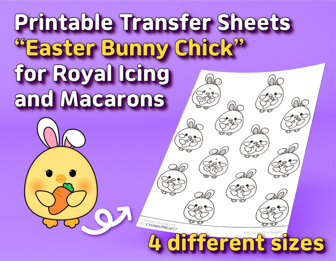Printable Transfer Sheets "easter Bunny Chick" for Royal Icing and ...