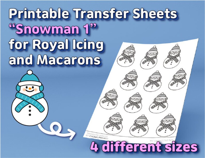 Printable Template "snowman 1" for Royal Icing and Macarons - Etsy ...