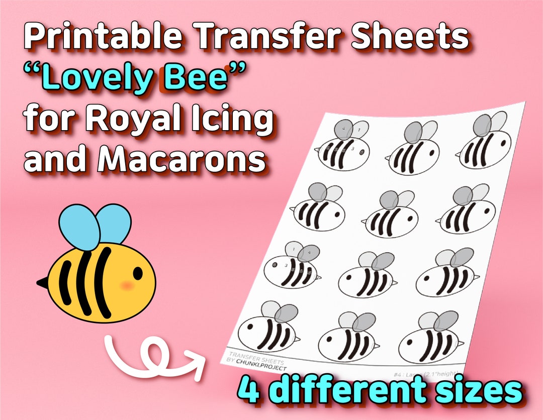 Printable Transfer Sheets lovely Bee for Royal Icing and Macarons - Etsy