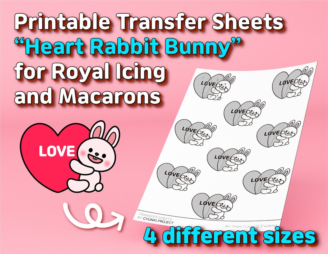 Printable Transfer Sheets heart Rabbit Bunny for - Etsy UK