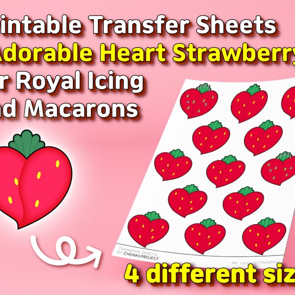 Printable Strawberry Icing Transfer Template - Etsy