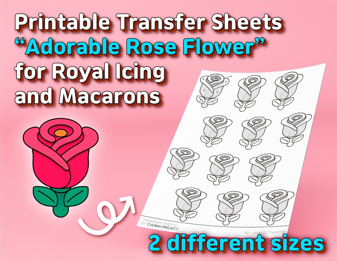 Printable Transfer Sheets adorable Rose Flower for Royal Icing and ...