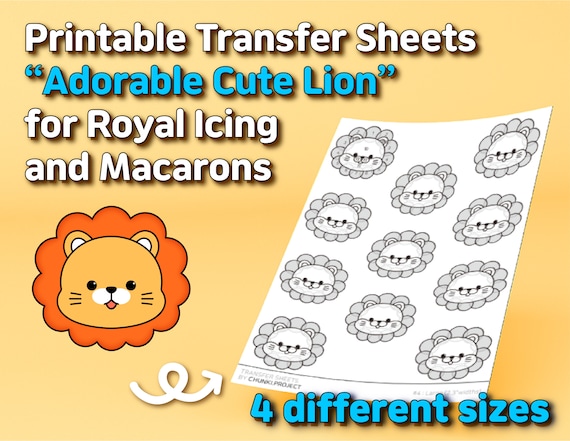 Printable Transfer Sheets adorable Cute Lion for | Etsy