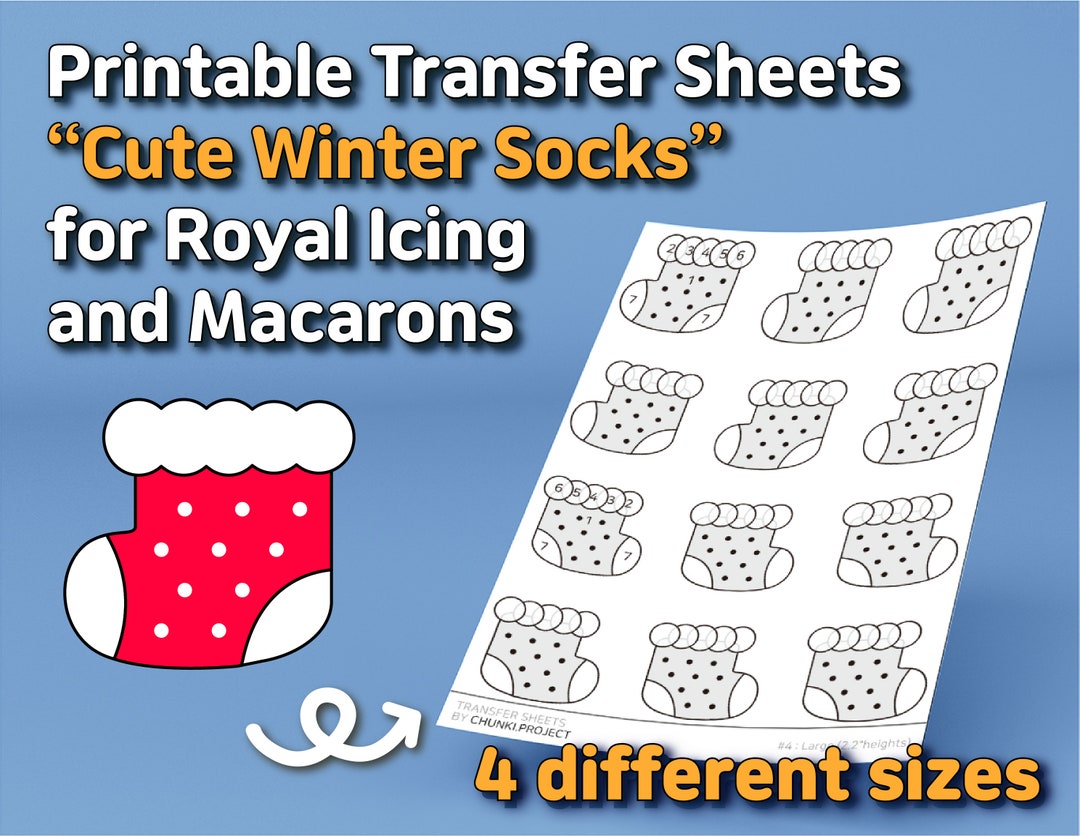 Printable Transfer Sheets "cute Winter Socks" for Royal Icing and ...