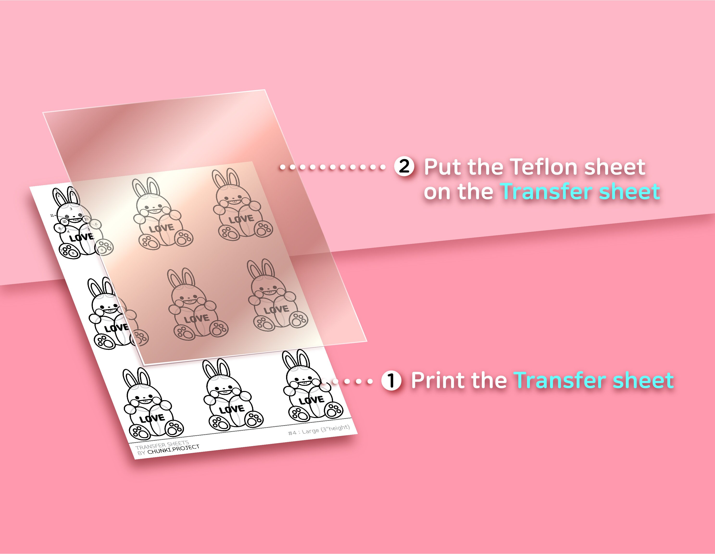 Printable Transfer Sheets "heart Rabbit" for Royal Icing and Macarons ...