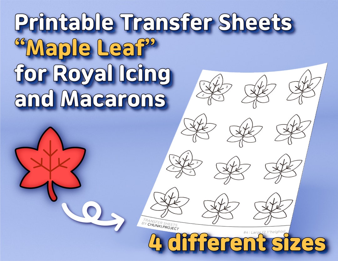 Printable Transfer Sheets "maple Leaf" for Royal Icing and Macarons - Etsy
