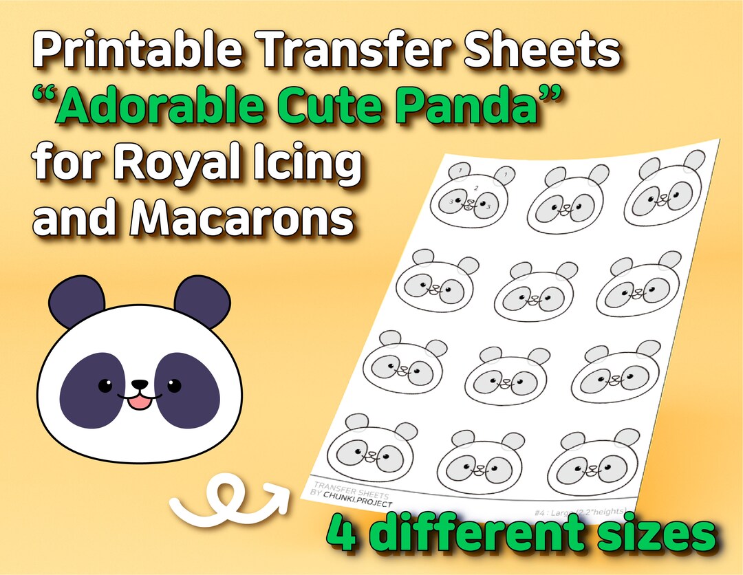 Printable Transfer Sheets "adorable Cute Panda" for Royal Icing and ...