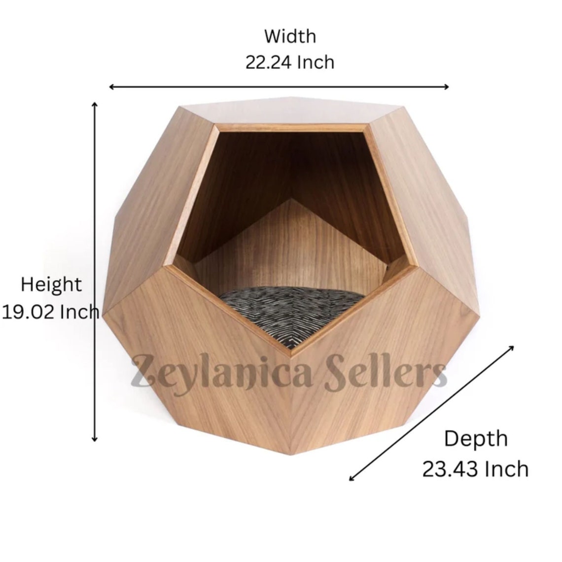 Modern Walnut Tree Veneered Mdf Cat Bed Cat Cave Premium - Etsy