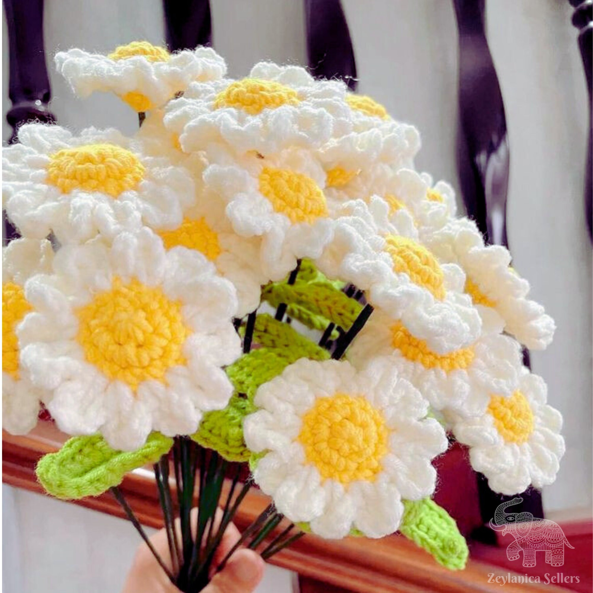20 Crochet Daisy Boutique Woven Flowers Knitted Cute Flowers - Etsy