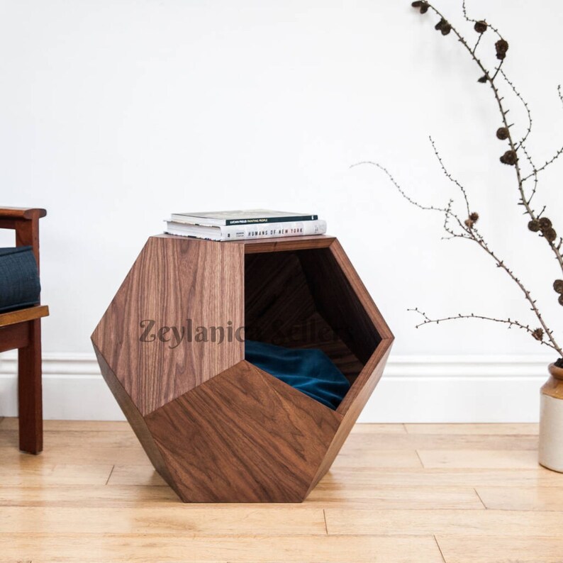 Modern Walnut Tree Veneered Mdf Cat Bed Cat Cave Premium - Etsy