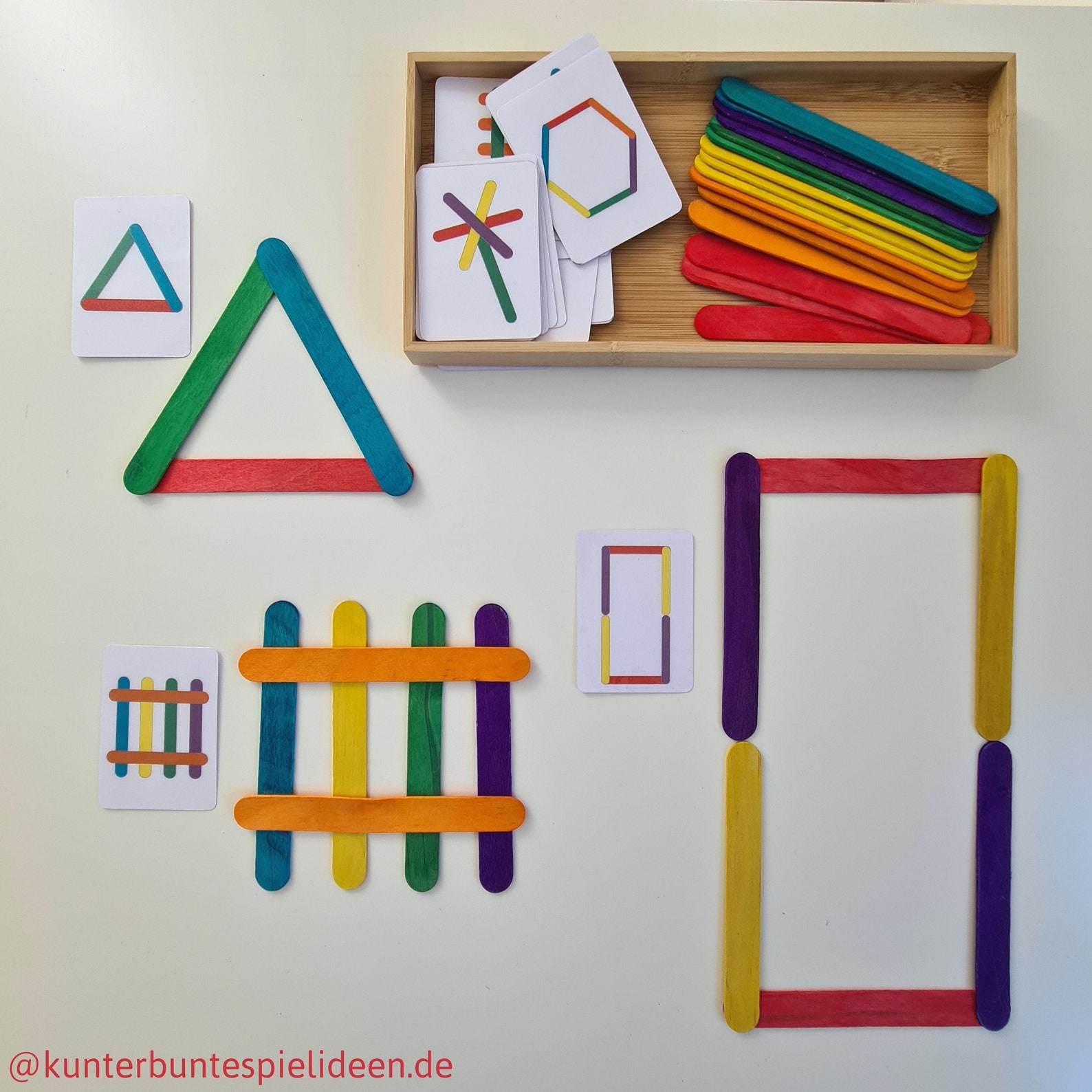 Montessori Play Set: Wooden Sticks and Motif Cards for - Etsy