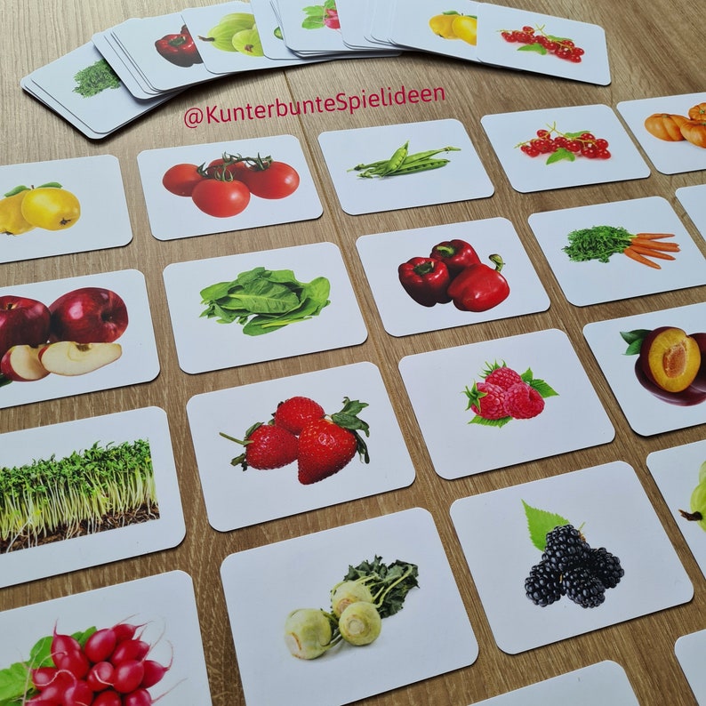 Obst und Gemüse Lernkarten I Memory I Obst Gemüse Montessori - Etsy
