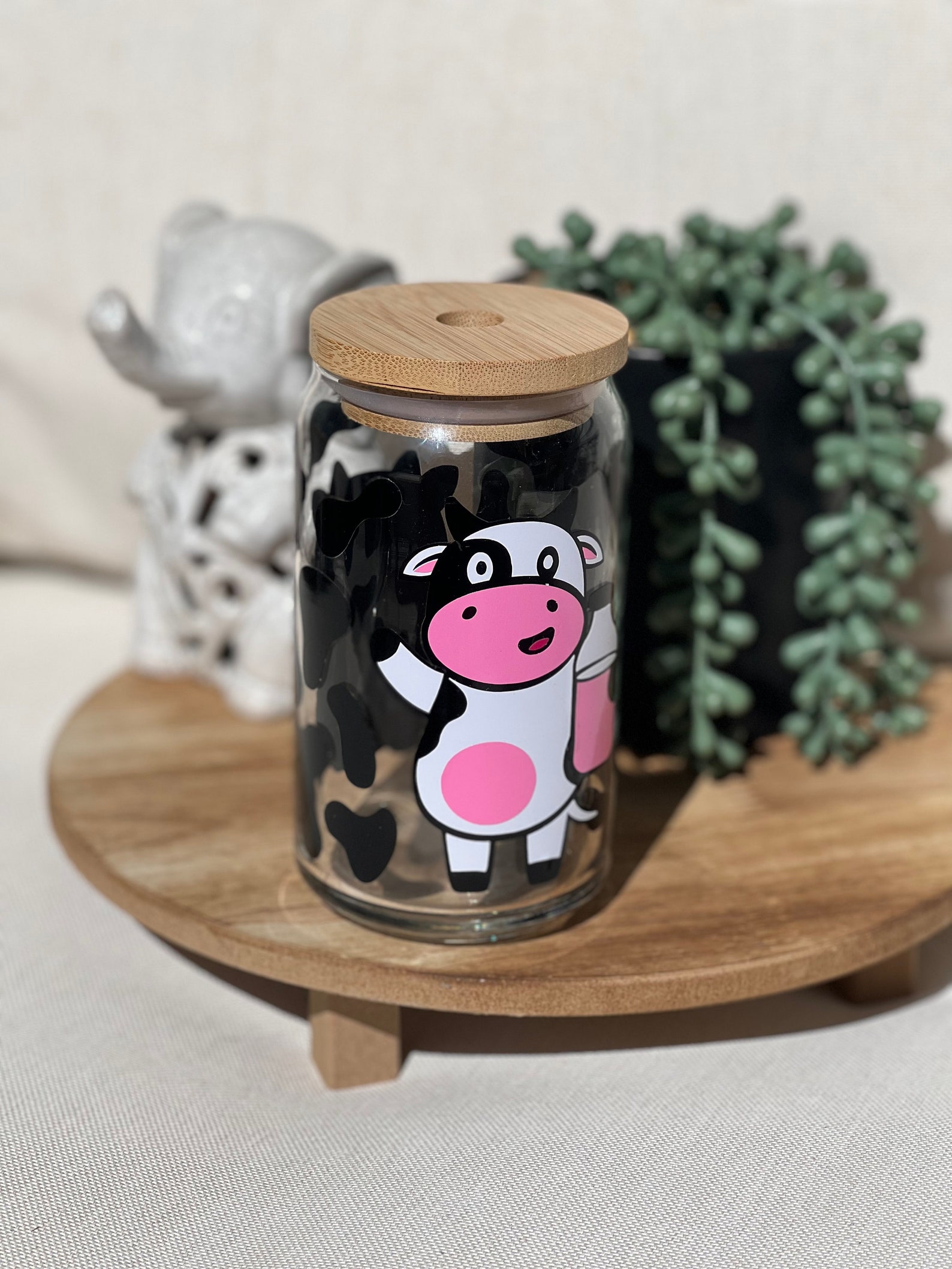 Cow Print Glass Can Cup Cow Print Glass Beer Can Cow Print - Etsy