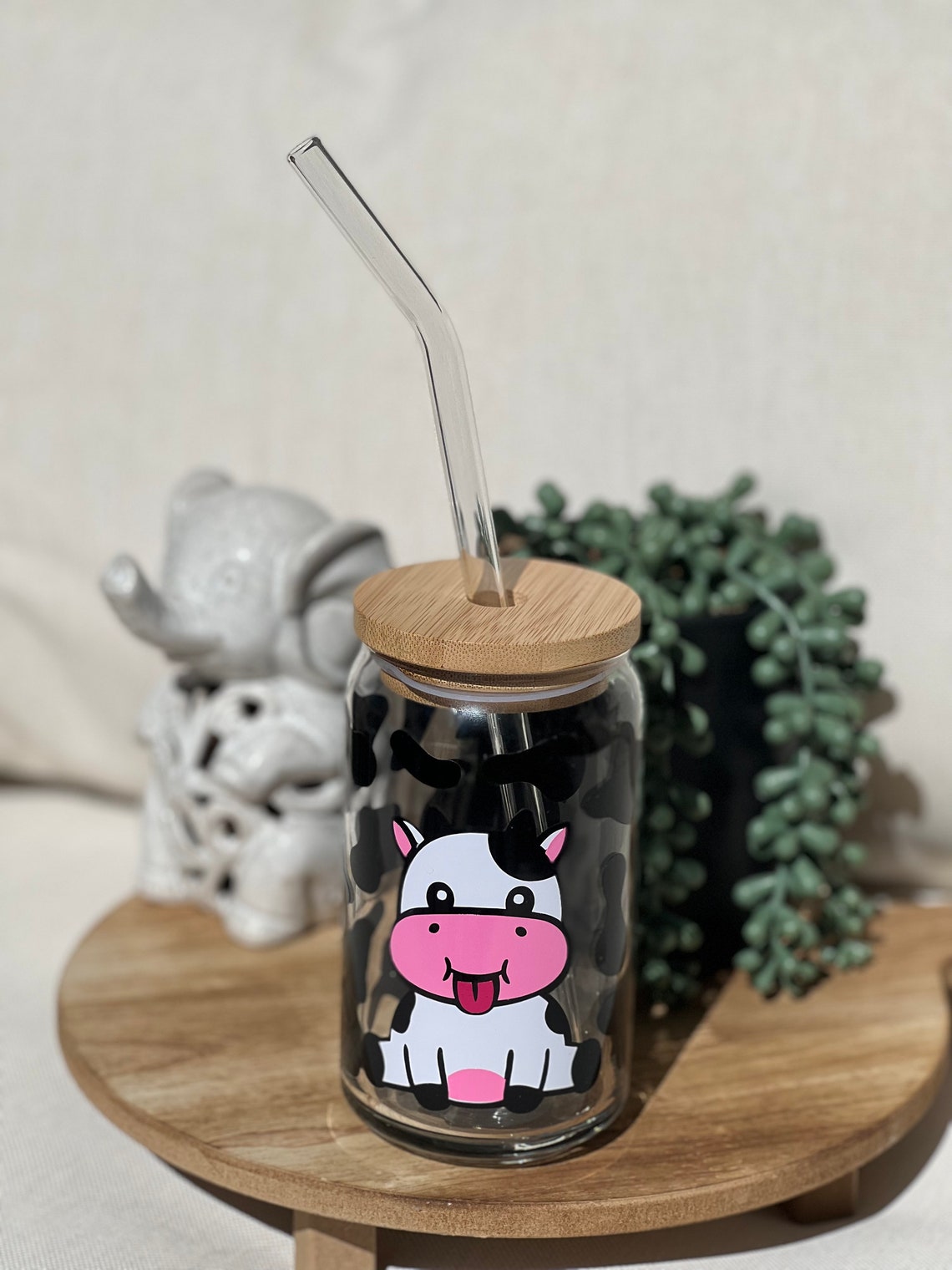 Cow Print Glass Can Cup Cow Print Glass Beer Can Cow Print - Etsy