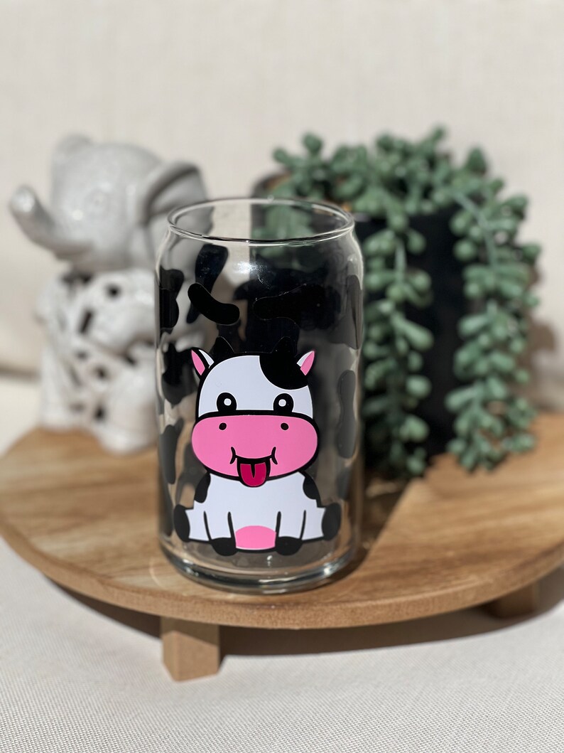 Cow Print Glass Can Cup Cow Print Glass Beer Can Cow Print - Etsy