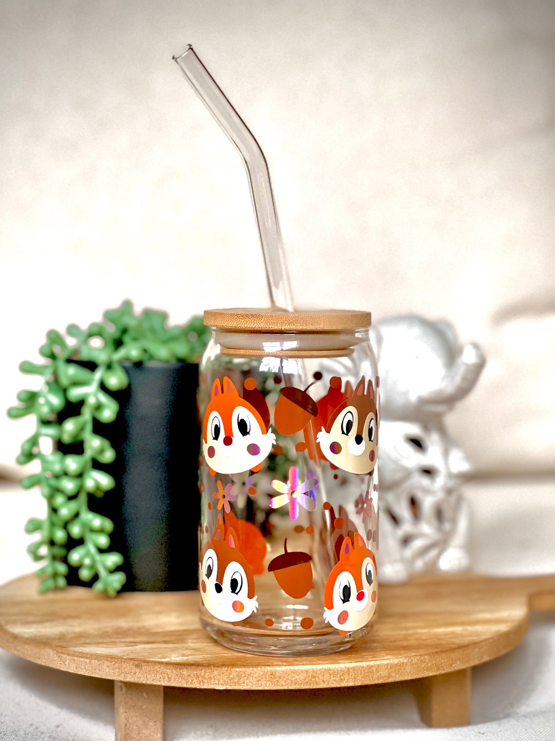 Chipmunk Inspired Chip and Dale 16 Oz Glass Can Cup Chipmunk Beer Can ...