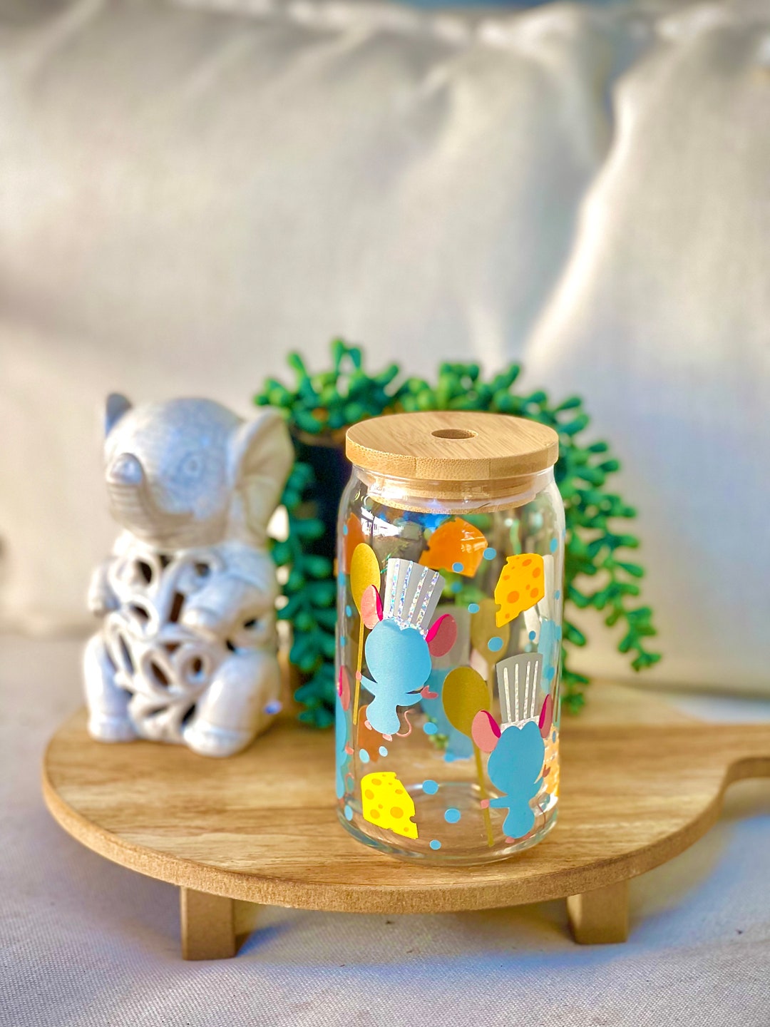 Cute Mouse Chef 16 Oz Glass Can Cup Cooking Master Beer Can Cup Mouse ...