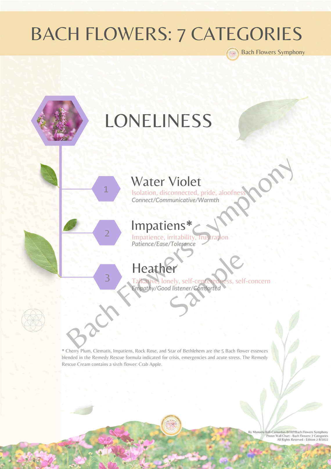 DIGITAL Bach Flower Poster: 7 Categories DIGITAL Poster / Wall Chart ...