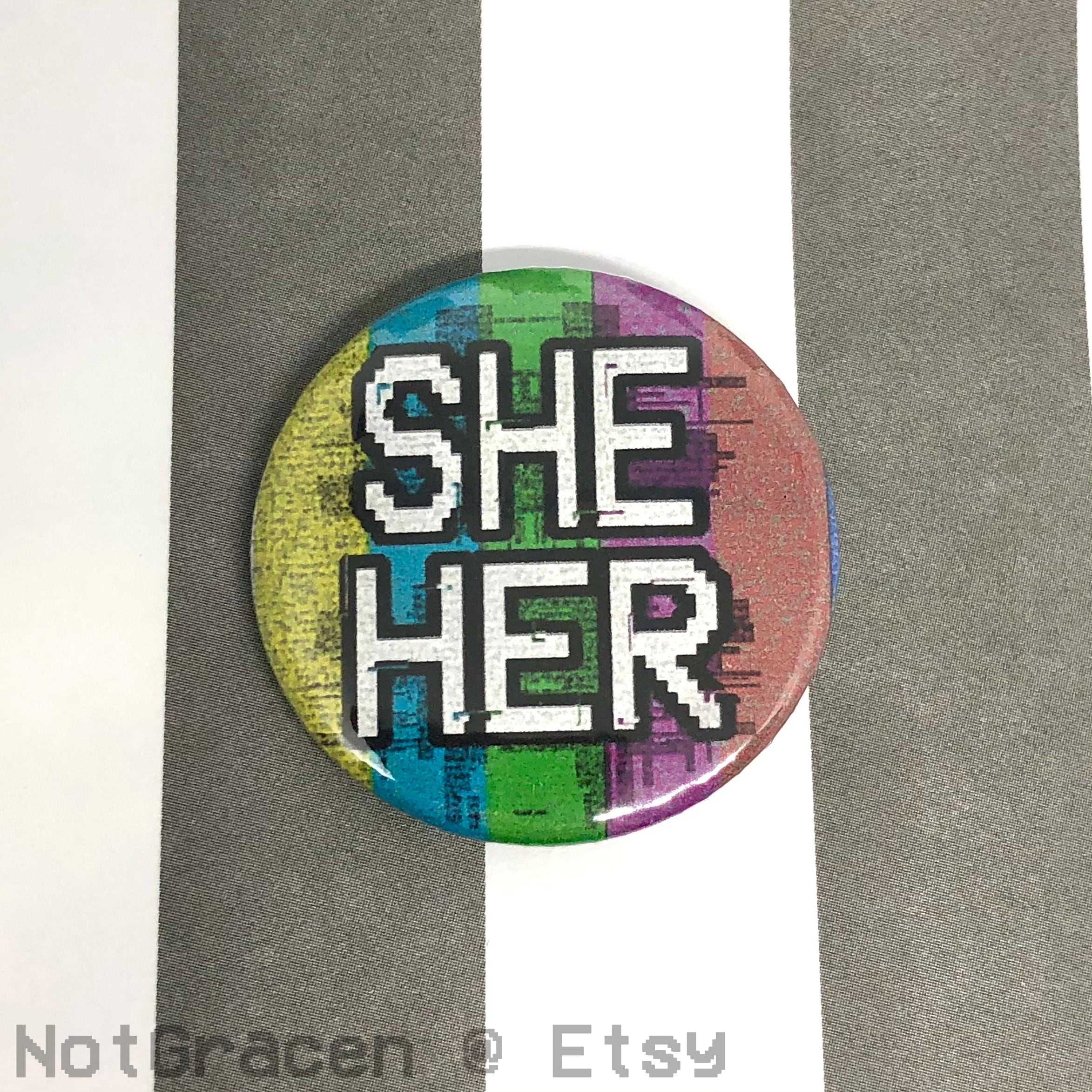 Glitchcore Glitch Text Aesthetic Pronouns 1.5" Button Badges - Etsy