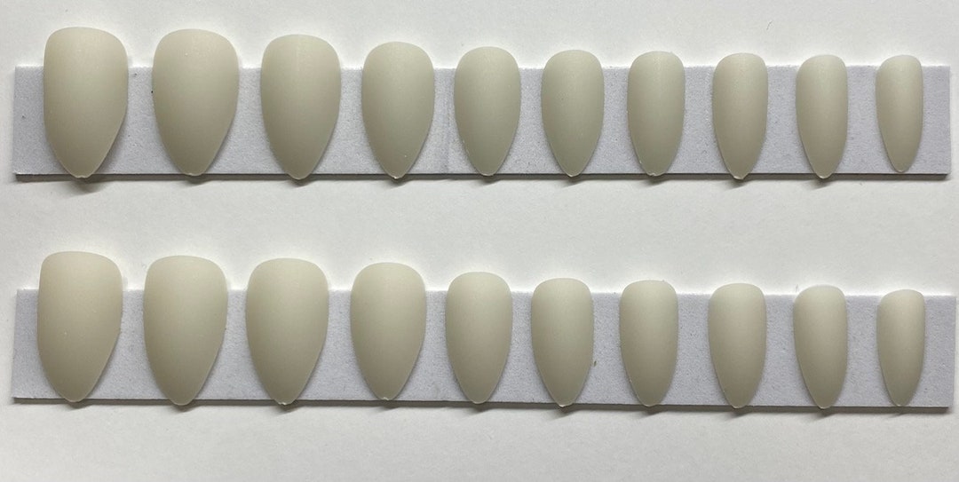 Matte off White Medium Stiletto Press on Nail Kit - Etsy