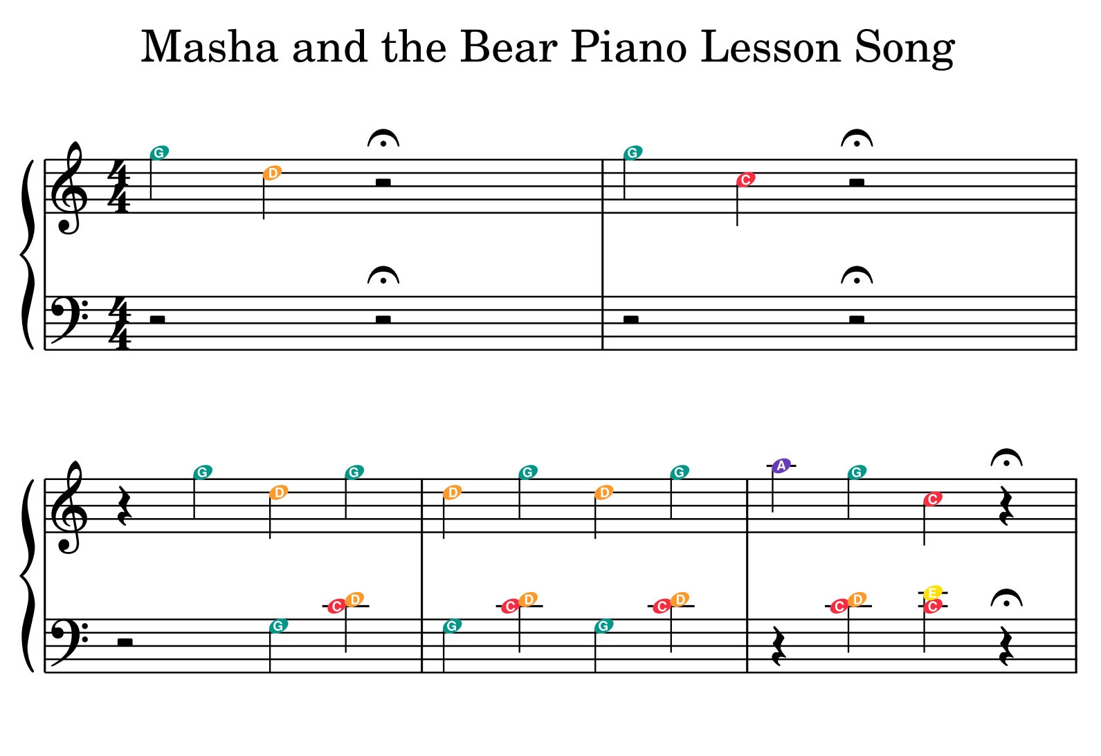 Masha and the Bear Piano Lesson Song - Etsy