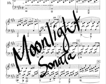 Easy-to-read Beethoven Moonlight Sonata 1st Mov. With Note Names - Etsy