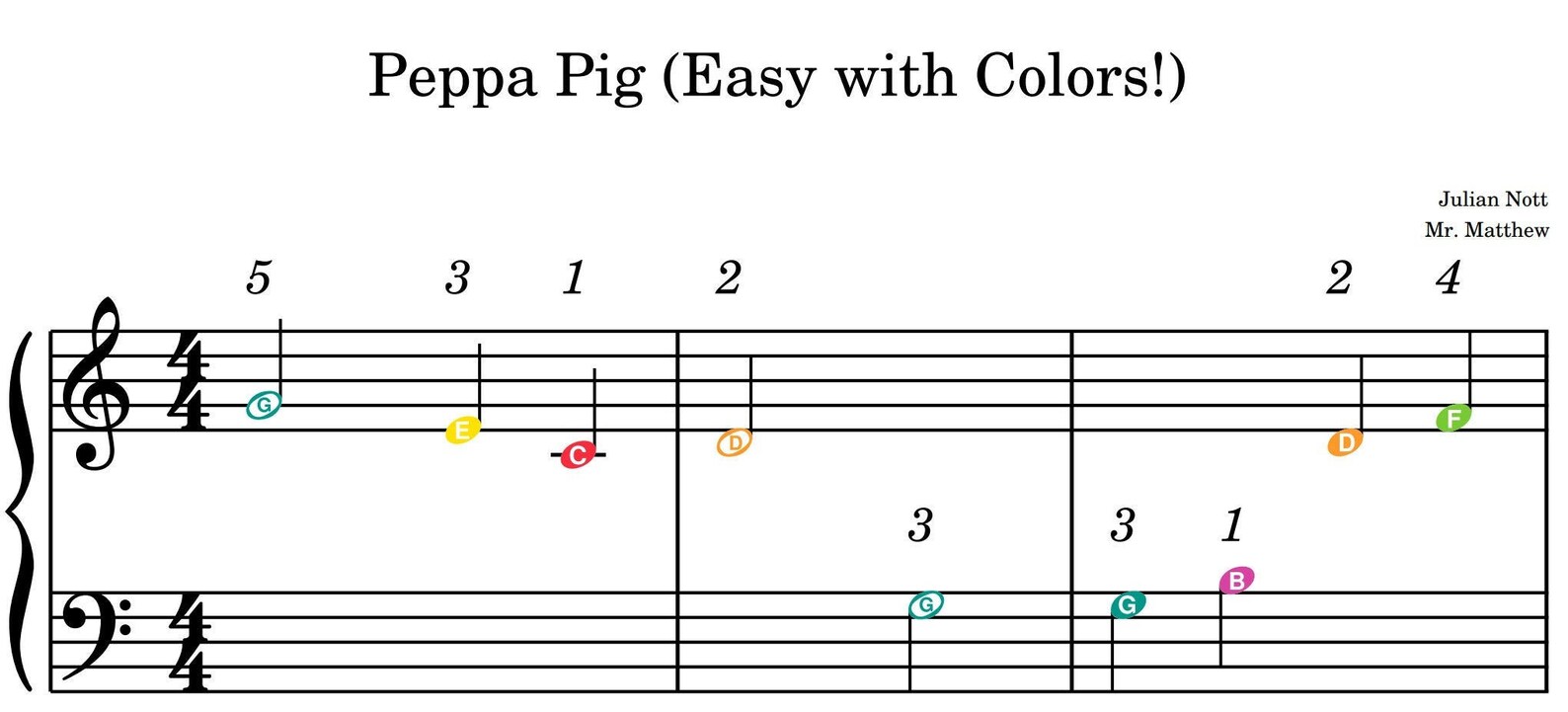 Peppa Pig Easy Piano in COLOR! - Etsy