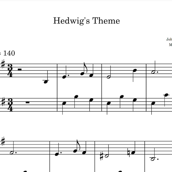 Hedwigs Theme Sheet Music - Etsy Hedwigs Theme Sheet Music - Etsy