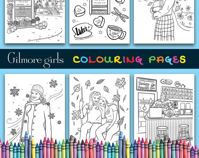 Gilmore Girls Coloring Pages DIGITAL DOWNLOAD PDF, Stars Hollow, Lukes ...