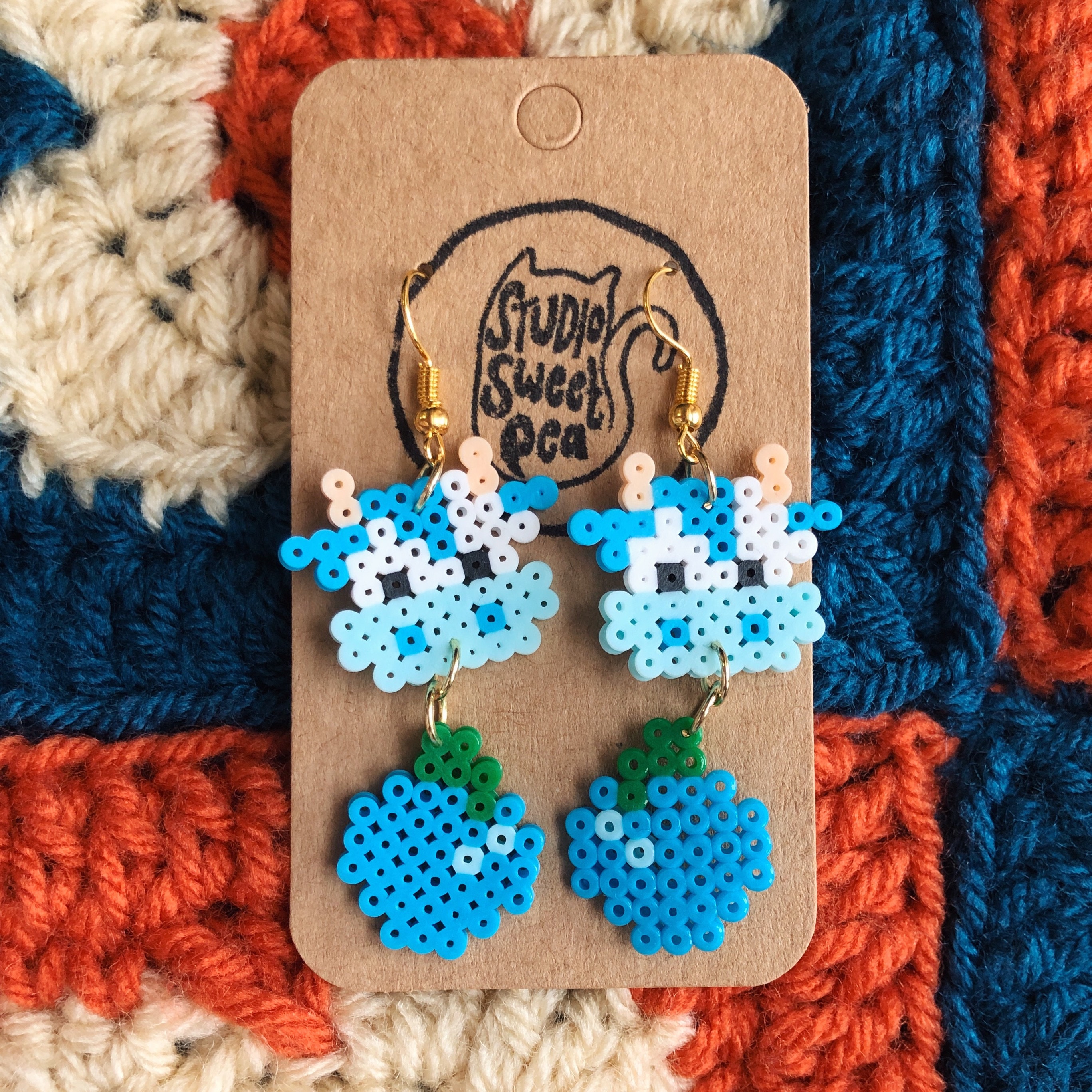 Fruity Cow Earrings Perler Beads Lemon Strawberry Summer - Etsy