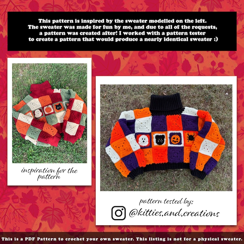 Crochet Sweater PATTERN PDF Autumn Halloween Sweater - Etsy