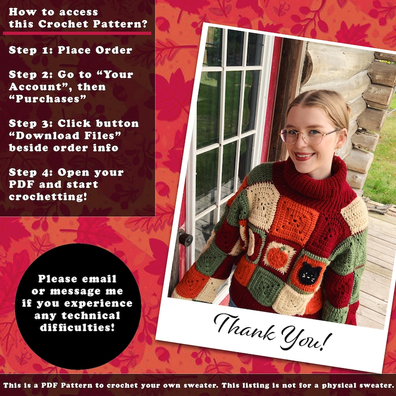 Crochet Sweater PATTERN PDF Autumn Halloween Sweater - Etsy