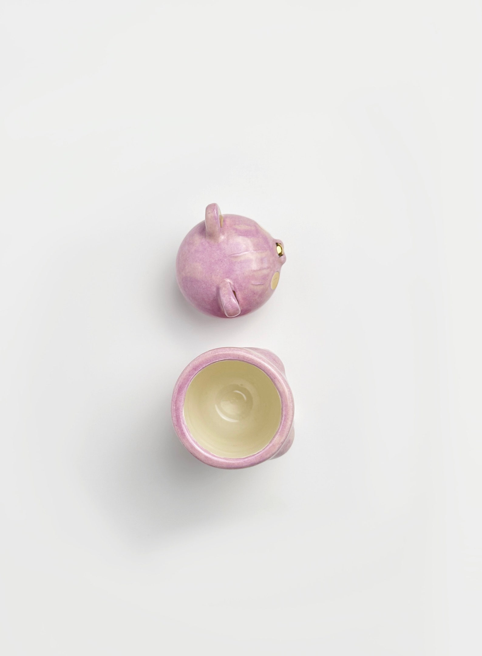 Charming Small Ceramic Cat Jar With Golden Details Cute - Etsy