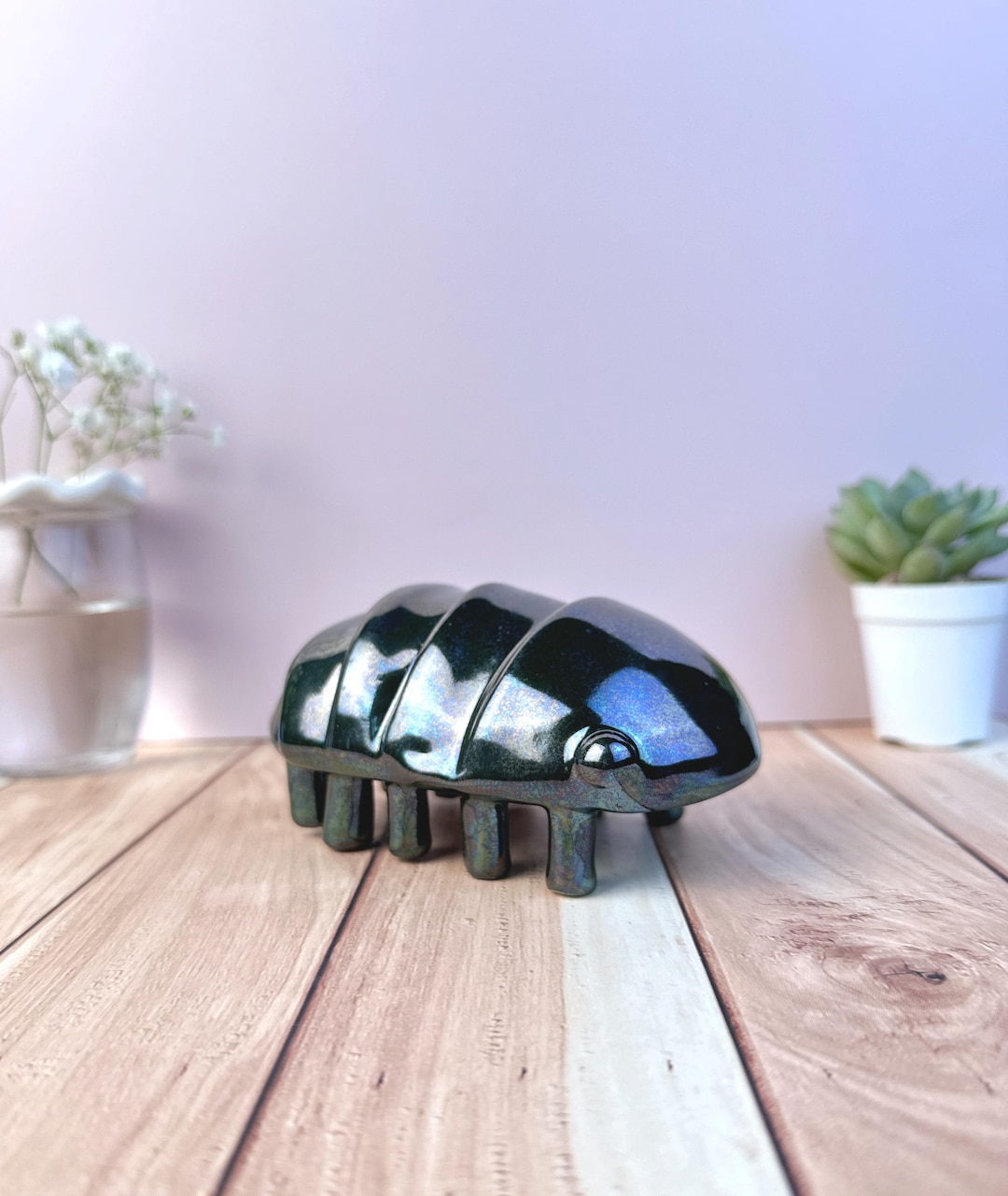 Handmade Ceramic Roly Poly Bug Sculpture – Iridescent Insect Art ...