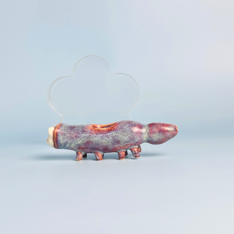 Small Persian Caterpillar Smoking Pipe, One Hitter Smoking Pipe, Clay ...