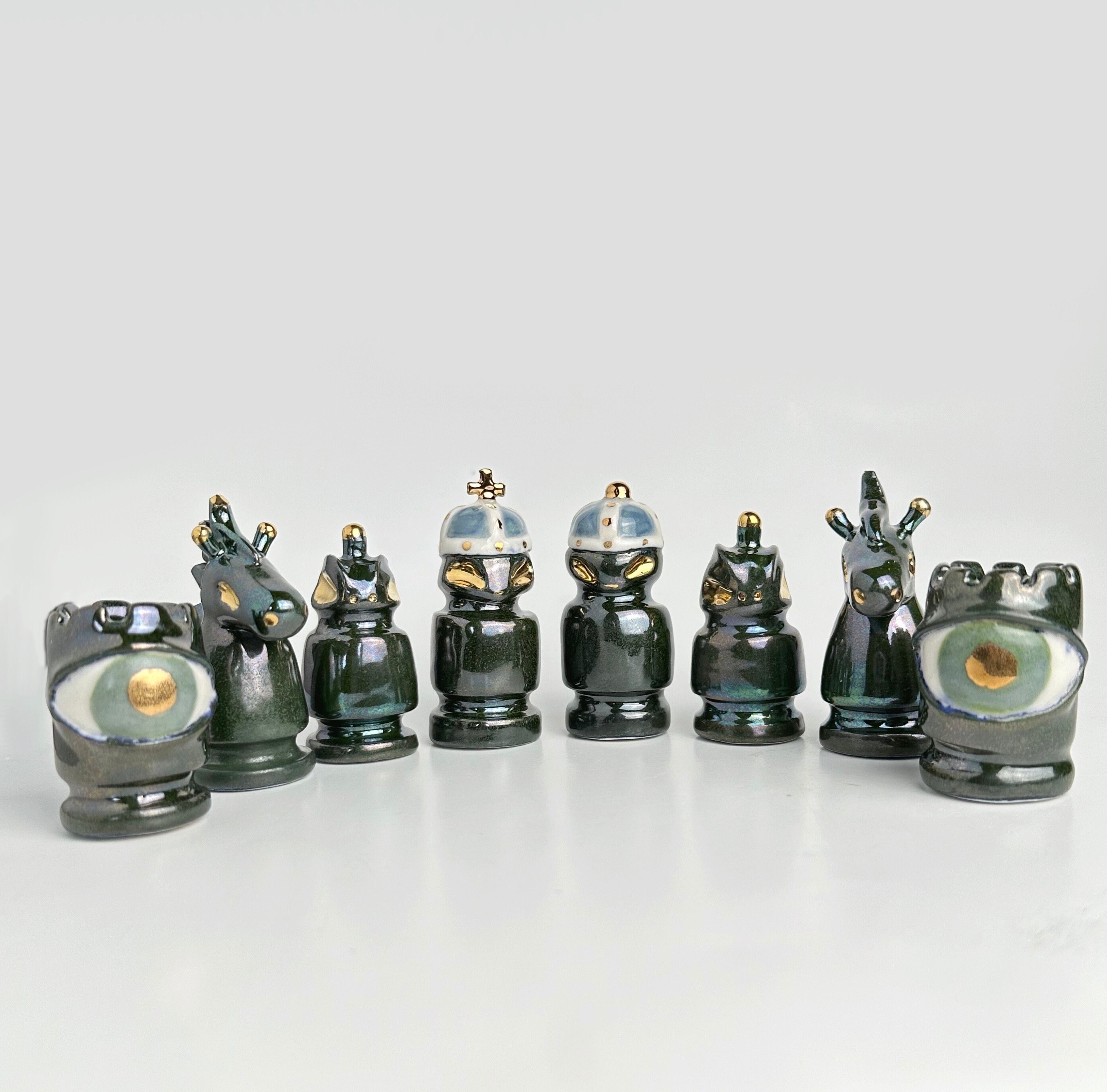 Handmade Porcelain Chess Set, Unique Ceramic Chess Set, Alien Chess Set ...