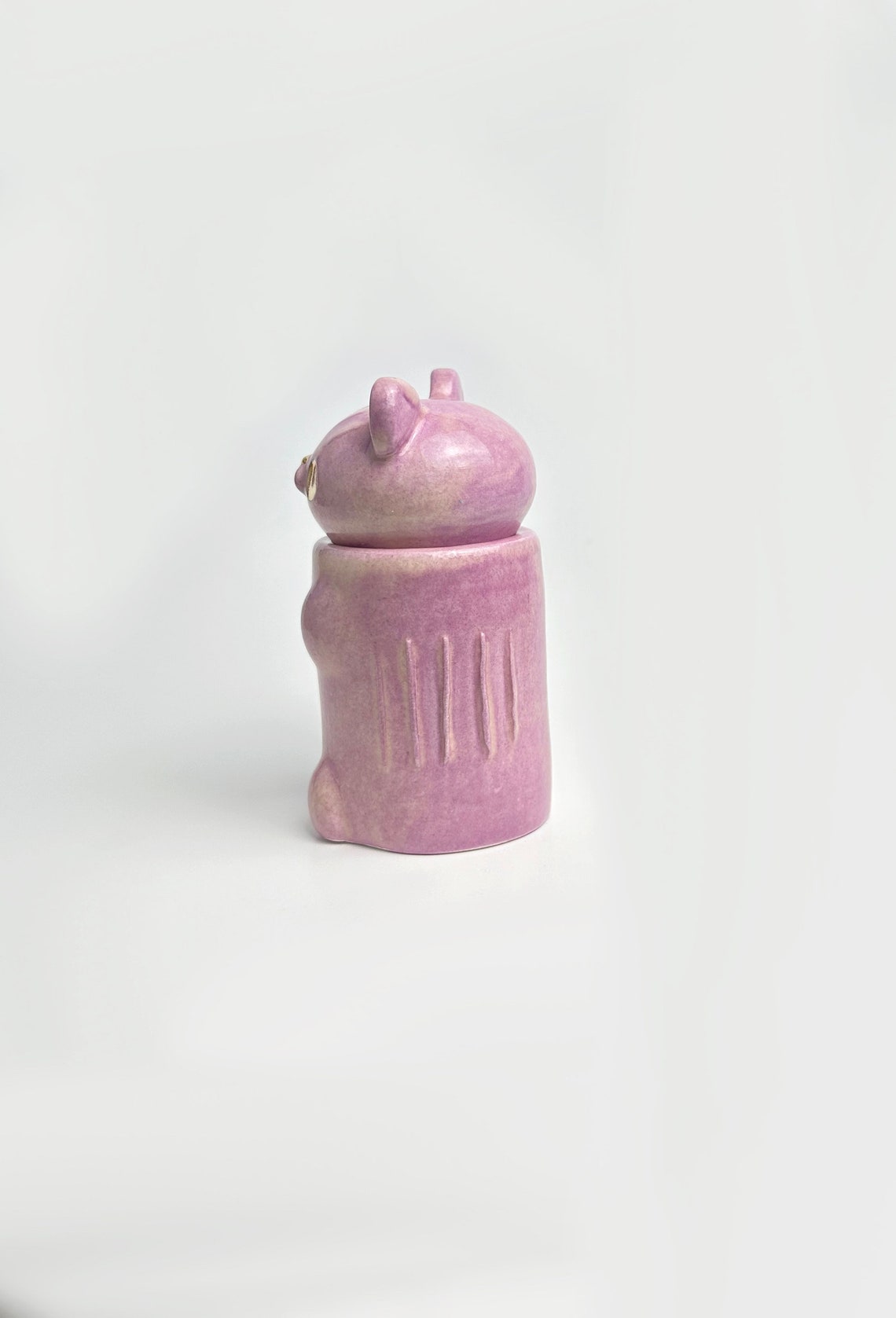 Charming Small Ceramic Cat Jar With Golden Details Cute - Etsy