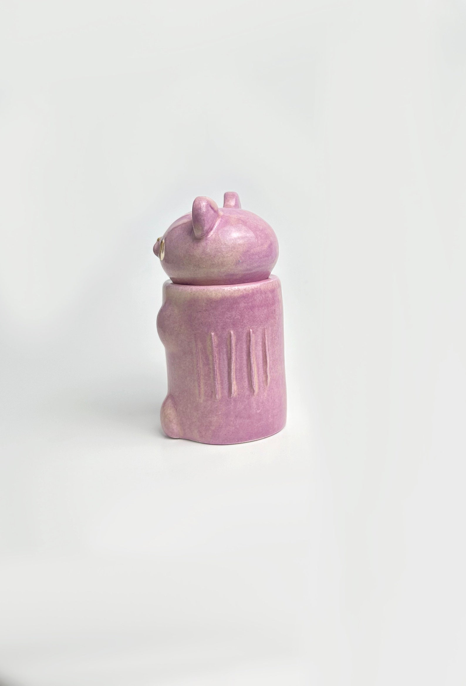 Charming Small Ceramic Cat Jar With Golden Details Cute - Etsy