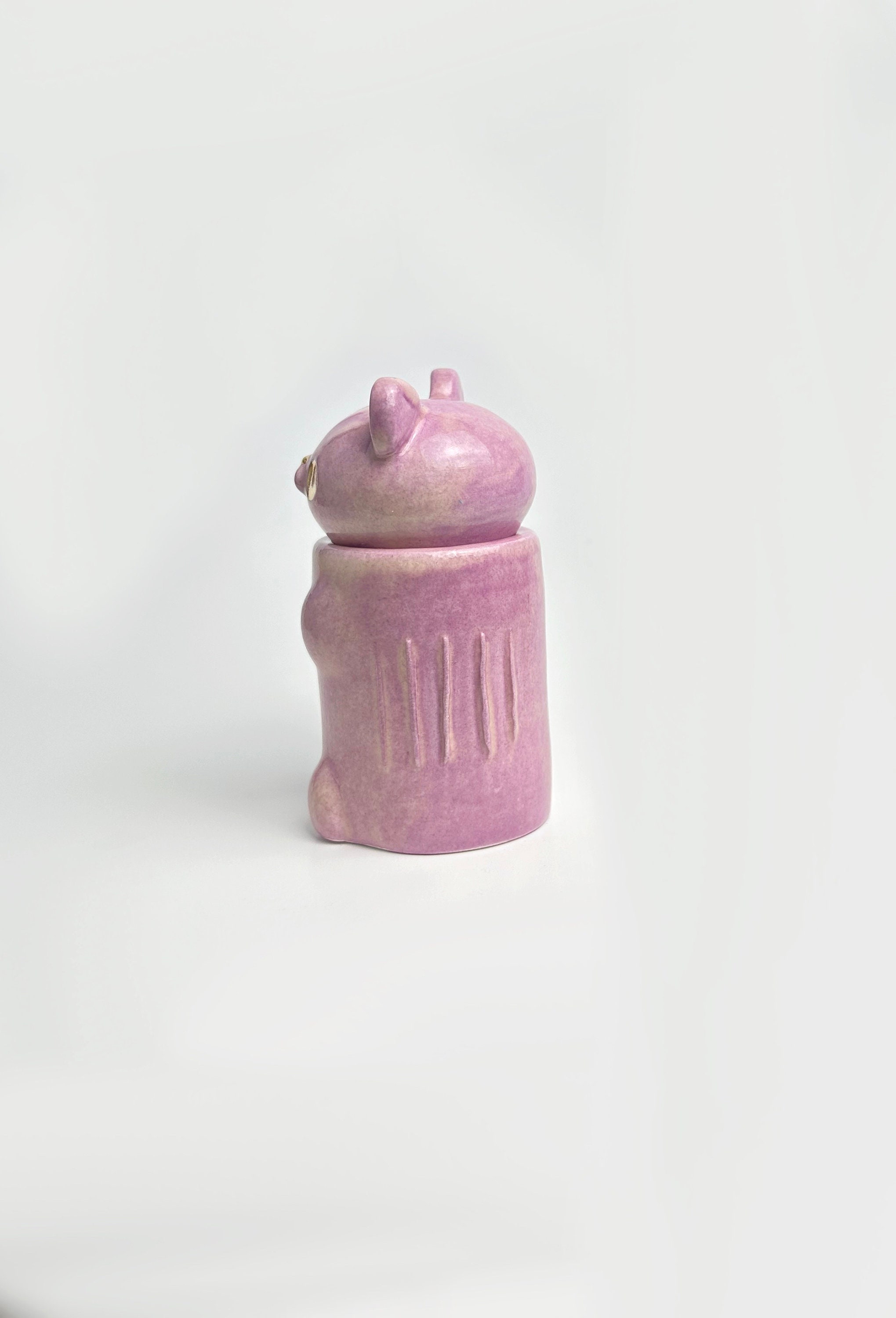 Charming Small Ceramic Cat Jar With Golden Details Cute - Etsy