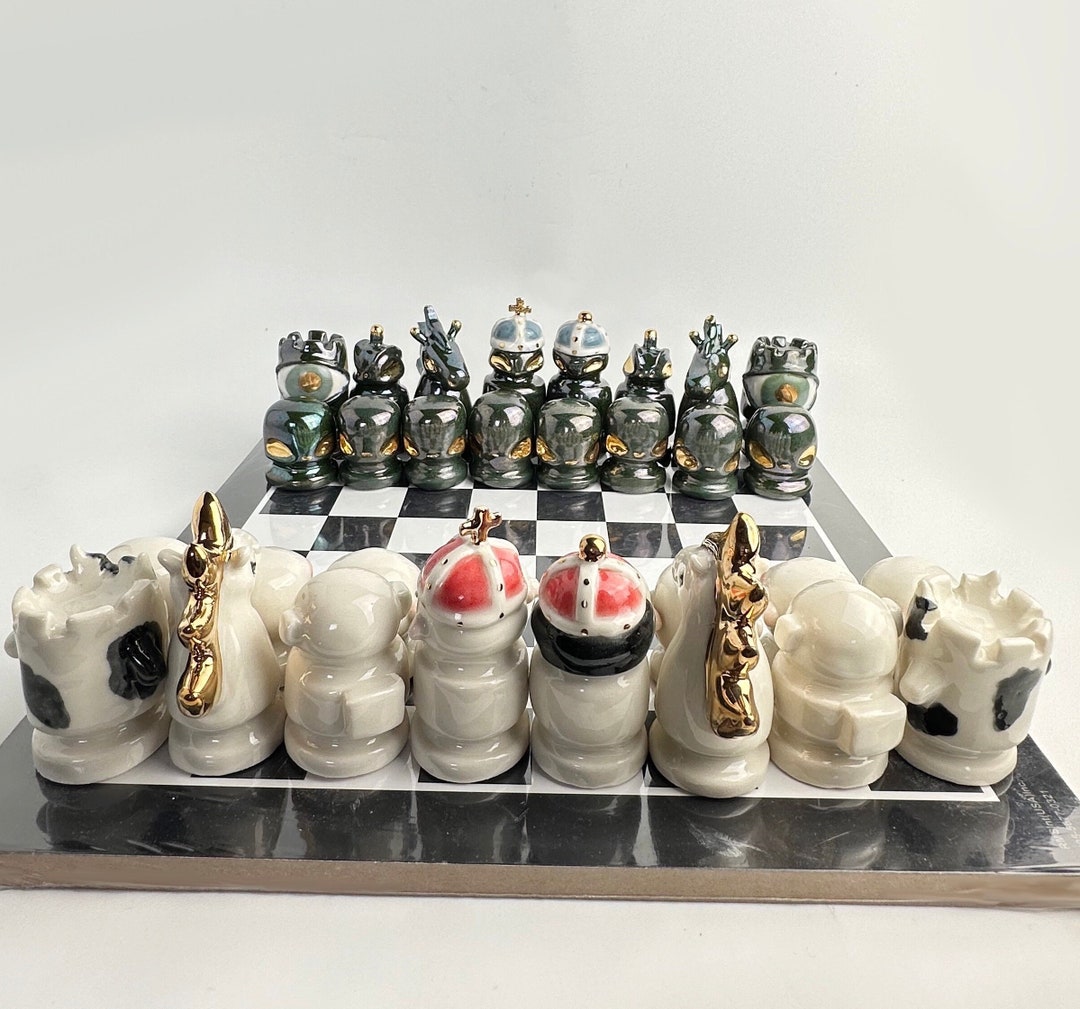 Handmade Porcelain Chess Set, Unique Ceramic Chess Set, Alien Chess Set ...