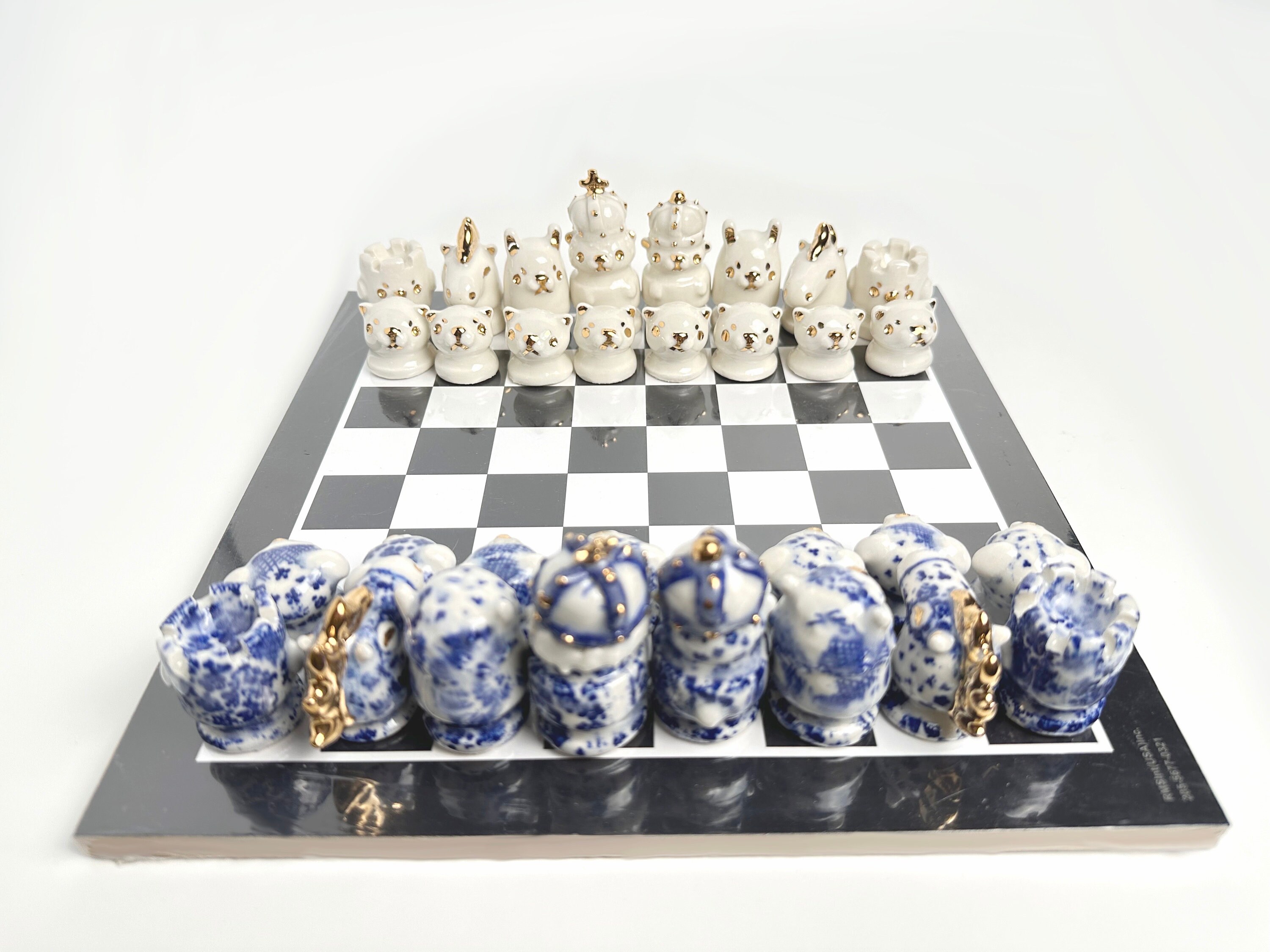 Handmade Ceramic Chess Set Unique Ceramic Chess Set Cat and - Etsy