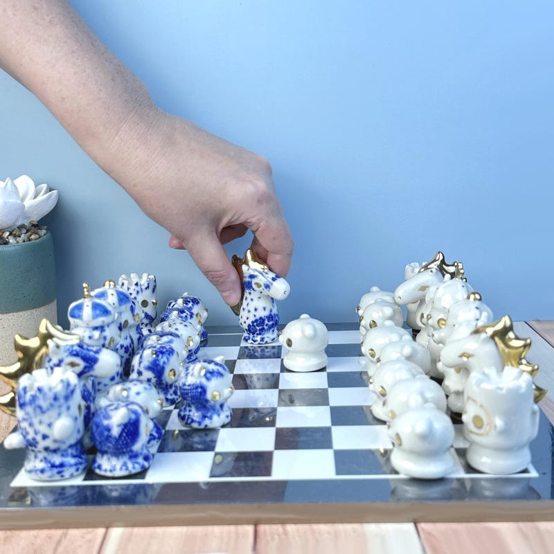 Ceramic Chess Set - Etsy