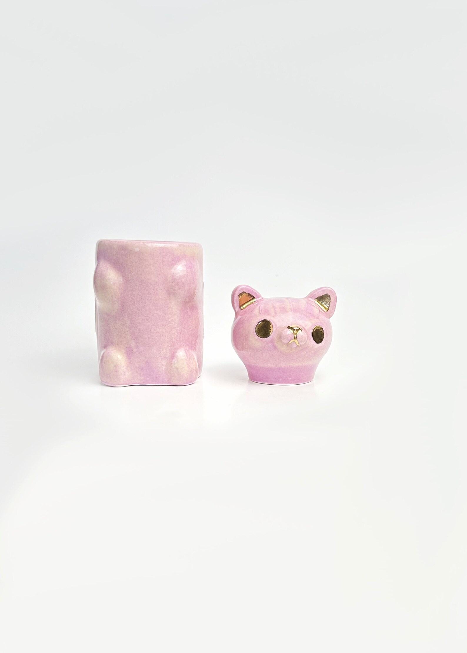 Charming Small Ceramic Cat Jar With Golden Details Cute - Etsy