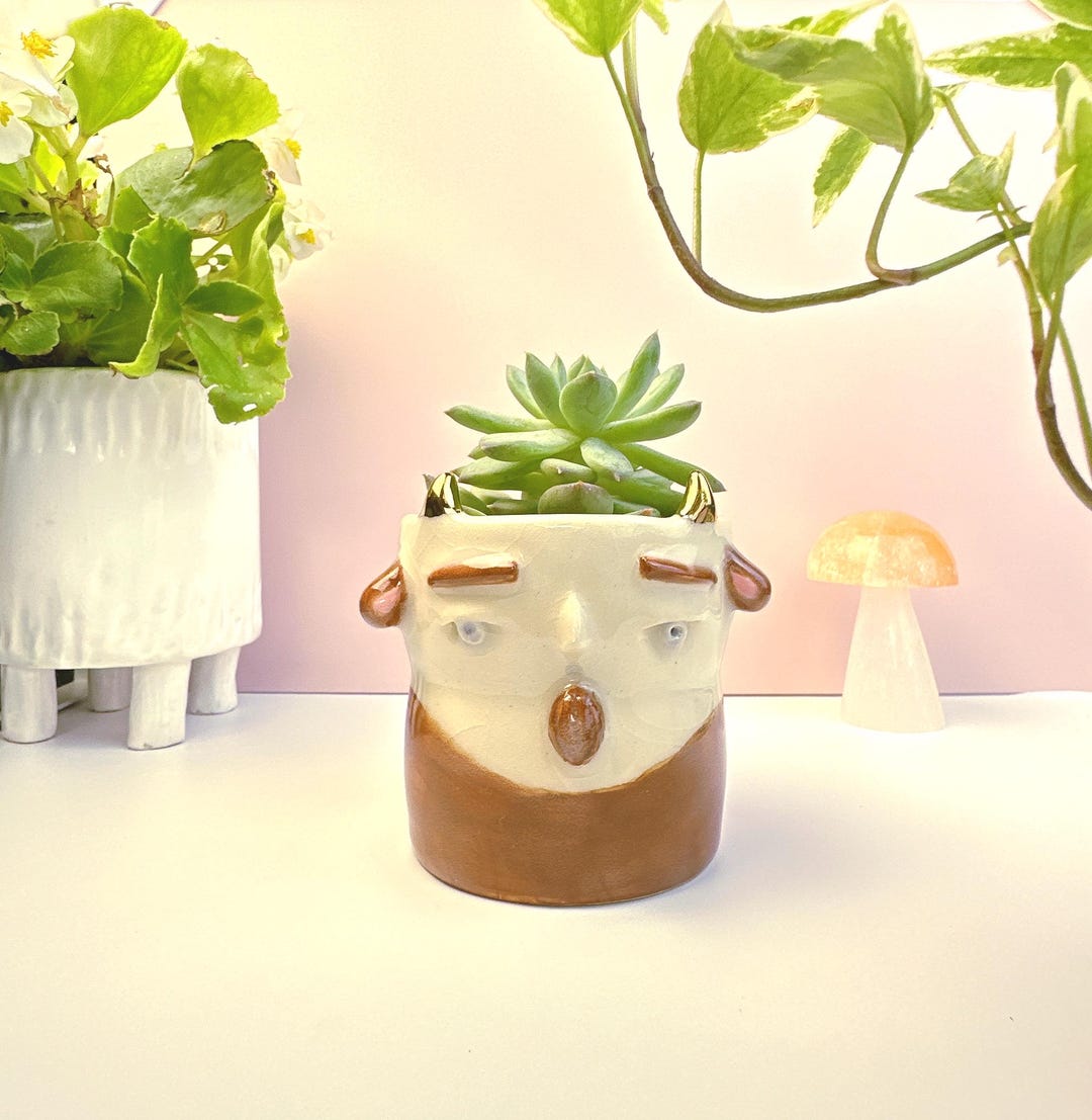 Handmade Faun Succulent Planter Mythical Creature Pot, Kawaii Animal ...