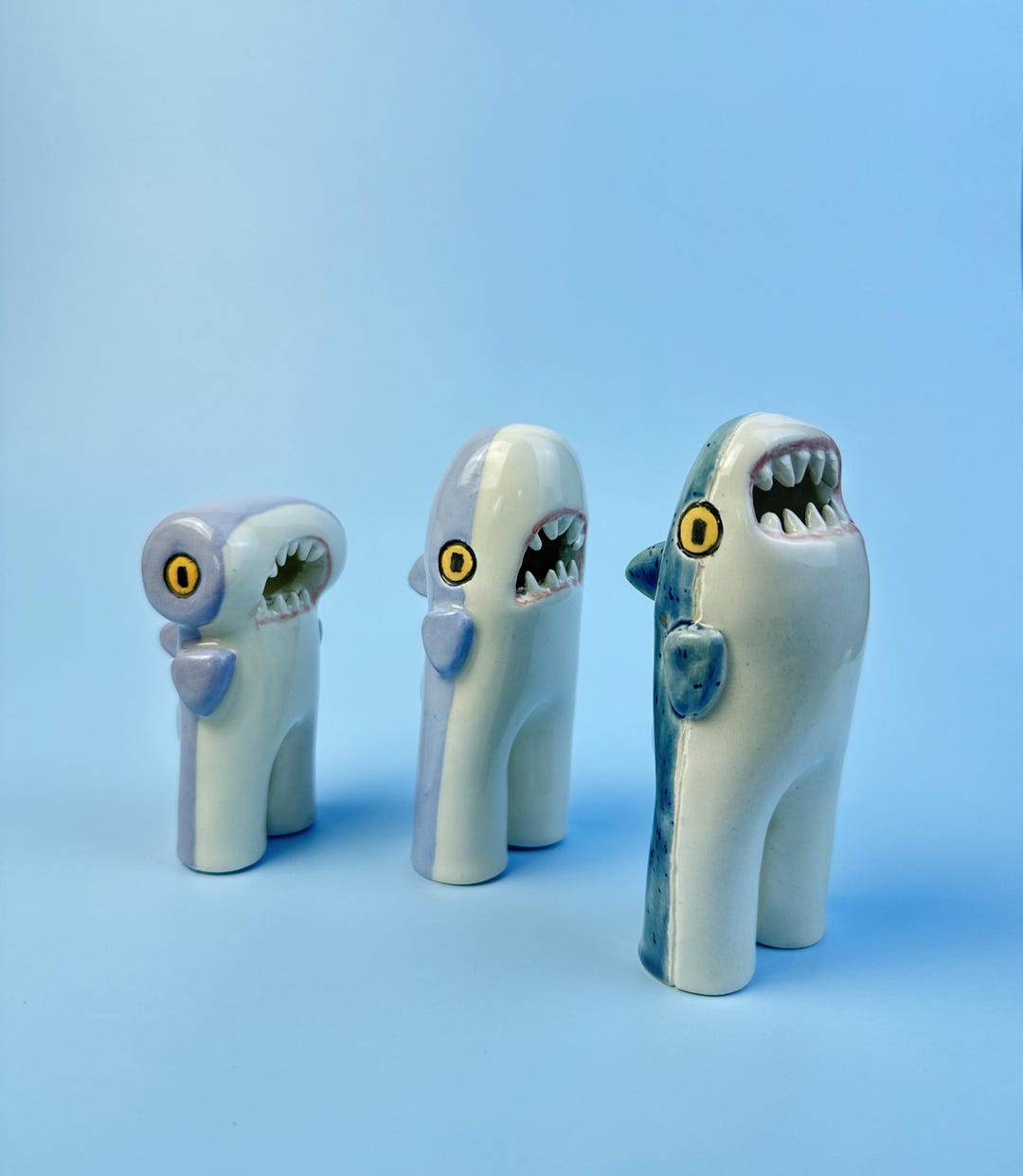 Ceramic Shark Decor, Shark Figurine Set, Shark Lover, Ceramic Shark ...